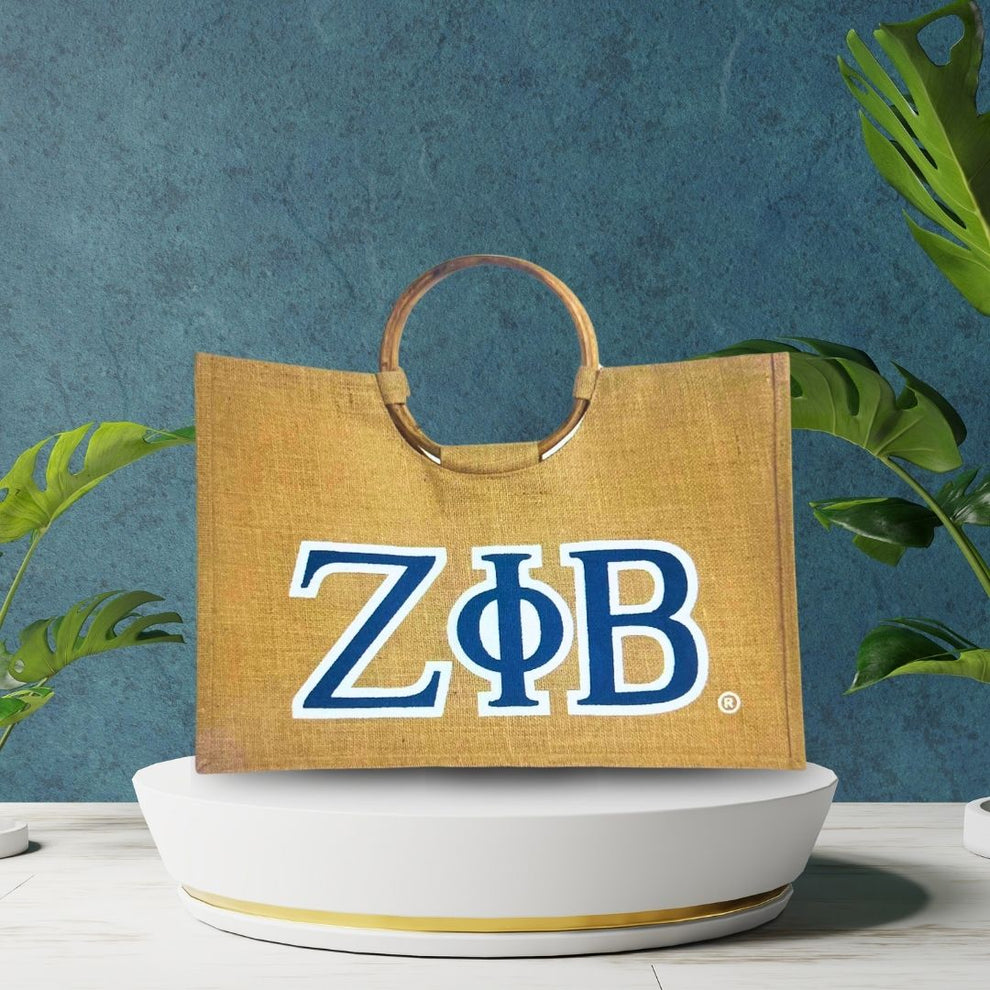 Zeta Phi Beta ZPHIB Ring Handle Jute Bag – LNO Greek